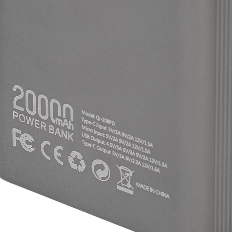 پاوربانک هیسکا مدل QI-208PD ظرفیت 20000 میلی آمپر ساعت - جانبی24 | janebi24